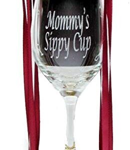 Orange Kat Mommy's Sippy Cup Stemmed Wine Glass with Charm and Presentation Packaging