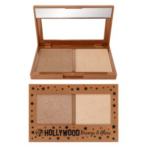 w7 hollywood bronze & glow - pressed powder duo shimmer bronzer & highlighter - contouring & highlighting vegan makeup