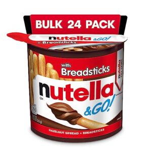 nutella & go! bulk 24 pack, hazelnut and cocoa spread with breadsticks, snack cups, 1.8 oz each