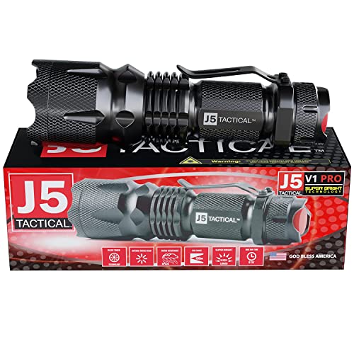 J5 Tactical V1-PRO Flashlight - The Original 300 Lumen Ultra Bright, LED Mini 3 Mode Flashlight