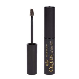 elizabeth mott eyebrow gel makeup - queen of the fill brow tint and filler - brush to fill in eyebrows and cover gray hairs, water resistant, long lasting - cruelty free, light medium brown, 4g