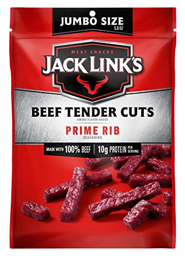 Jack Link's Tender Cuts, Prime Rib Flavor, 5.6 Oz Sharing-Size Bag and Jerky Snack with 11g of Protein and 70 Calories, Made with Premium Beef, 96 Percent Fat Free