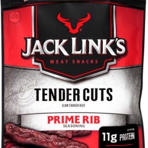 Jack Link's Tender Cuts, Prime Rib Flavor, 5.6 Oz Sharing-Size Bag and Jerky Snack with 11g of Protein and 70 Calories, Made with Premium Beef, 96 Percent Fat Free