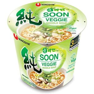 nongshim soon instant vegan ramen noodle soup cup, 6 pack, microwaveable safe cup, vegan meatless ramen