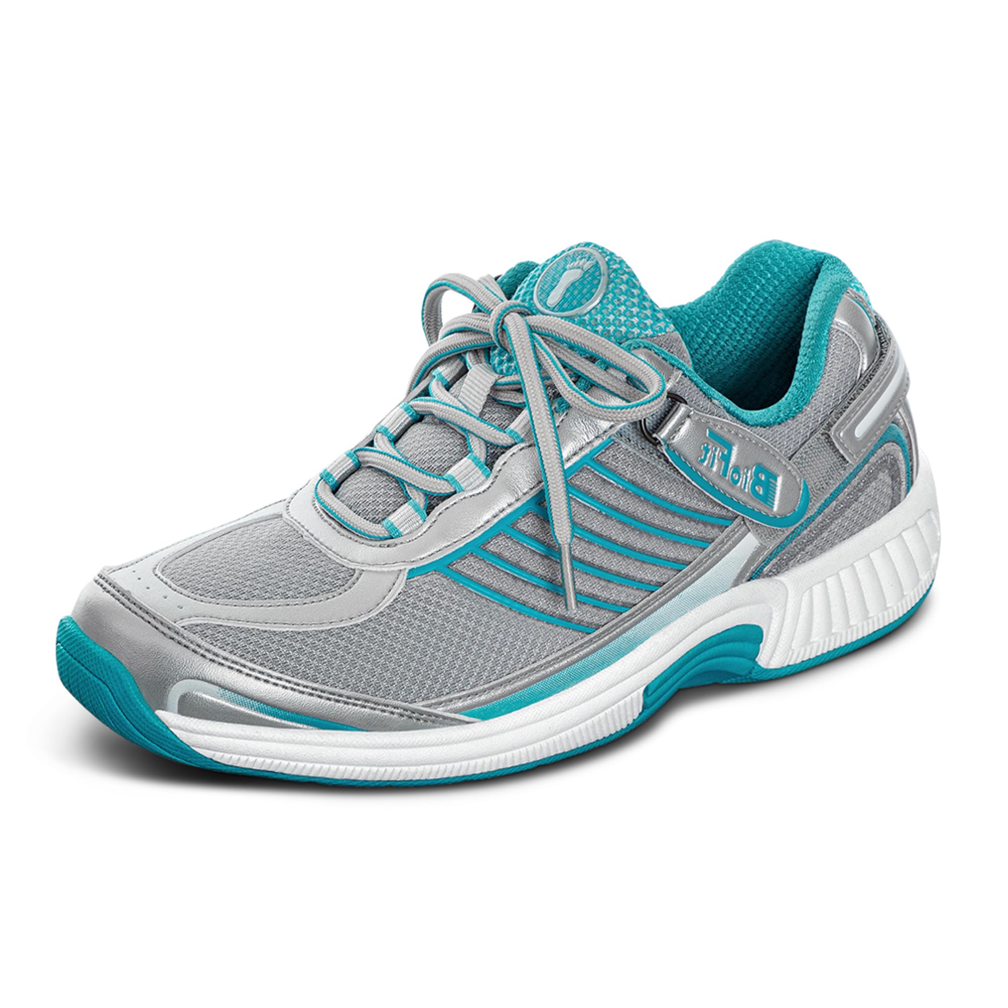 Orthofeet Women's Orthopedic Turquoise Verve Tie-Less Sneakers, Size 9.5 Wide