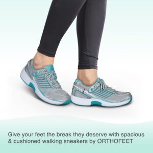 Orthofeet Women's Orthopedic Turquoise Verve Tie-Less Sneakers, Size 10.5 Wide