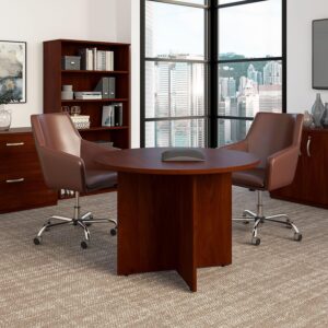 Bush Business Furniture Round Conference Table with Wood Base, Circular Meeting Room Desk for 4 Users, 42W, Hansen Cherry