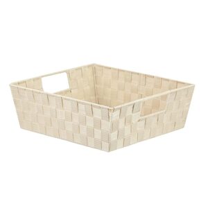 home basics pb49147 non-woven strap bin, large, ivory