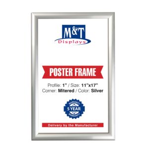 snap frame 11x17 inch, 1 inch, silver, mitered corner, front loading