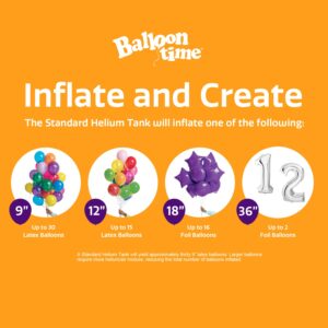 Balloon Time Helium Tank - Graduation, Birthdays, Weddings, and More - Float Time 5-7 Hours Includes Latex Balloons in Box