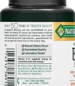 Nature's Bounty Vitamin B12, Quick Dissolve Vitamin Supplement, Supports Energy Metabolism and Nervous System Health, 5000mcg, 40 Tablets