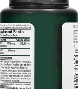 Nature's Bounty Vitamin B12, Quick Dissolve Vitamin Supplement, Supports Energy Metabolism and Nervous System Health, 5000mcg, 40 Tablets