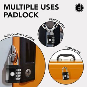 Padlock 4 Digit Combination Lock - for Gym School Locker, Outdoor Gate, Shed, Fence, and Storage, Combo Lock - Locker Lock- Weatherproof Metal - Keyless, Easy to Set, Resettable - Black