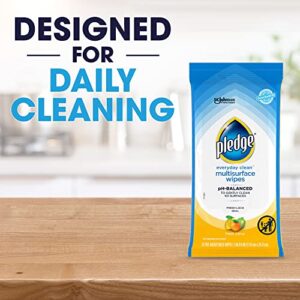 Pledge Multisurface Furniture Polish Wipes, Works on Wood, Granite, and Leather, Cleans and Protects, Fresh Citrus - Pack of 1 (25 Total Wipes)