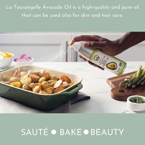 La Tourangelle, Avocado Oil Spray, All-Natural Handcrafted from Premium Avocados, Great for Cooking, Butter Substitute, and Skin and Hair Care, Spray Cooking and Grilling Oil, 5 fl oz