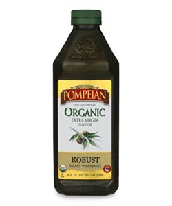 pompeian usda organic robust extra virgin olive oil, first cold pressed, full-bodied flavor, perfect for salad dressings & marinades, 48 fl. oz.