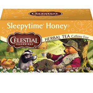 celestial seasonings herbal tea, sleepytime honey, caffeine free sleep tea, 20 tea bags (pack of 6)