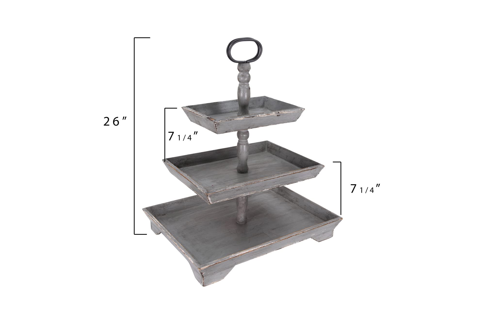 Grey Decorative 3 Tier Tray