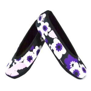 Nufoot Women's Ballet Flat, Purple Flowers