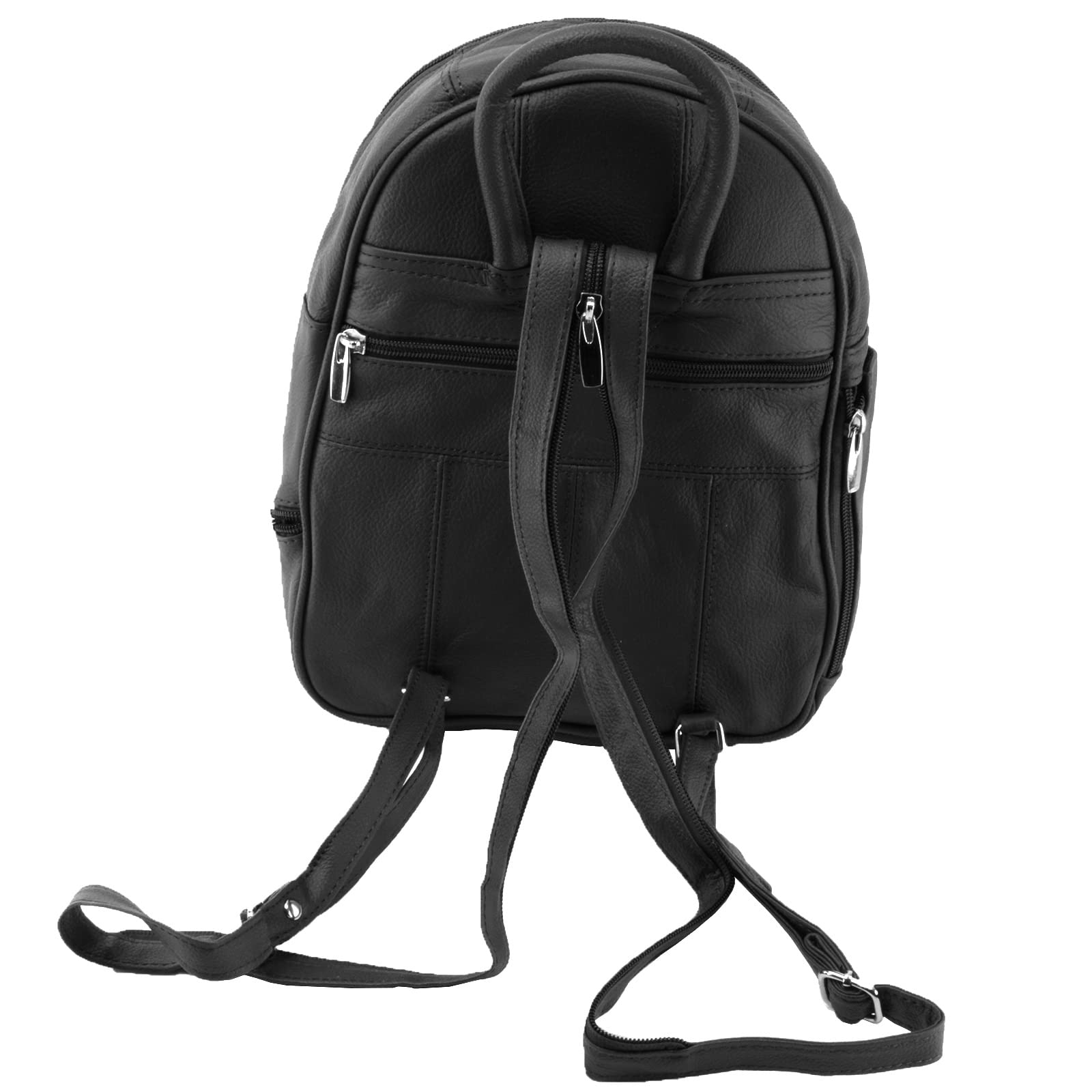 Leather Backpack Purse Mid Size & Convertible into single strap sling Bag or Backpack wearing Multiple Organizer Pockets Black