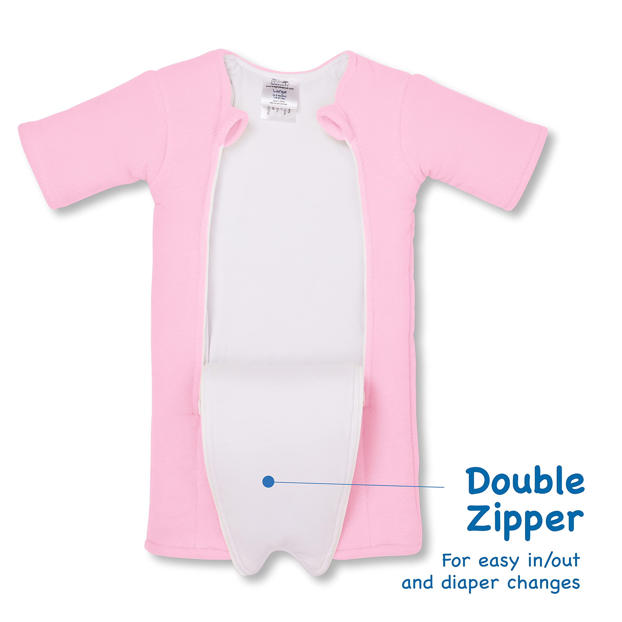 Baby Merlin's Magic Sleepsuit - Microfleece Baby Transition Swaddle - Baby Sleep Suit - Pink - 3-6 Months