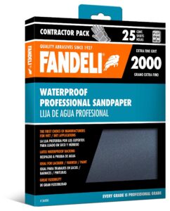 fandeli | waterproof sandpaper | 2000 grit | 25 sheets 9'' x 11'' | for car polishing, wooden furniture sanding and metal sanding | water resistant