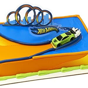 DecoSet® Hot Wheels Drift Birthday Cake Decorations, 2-Piece Topper with Race Car and 3D Racetrack Plaque, Create Action-Packed Racing Cakes for Birthdays and Parties