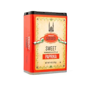 pride of szeged sweet paprika powder, hungarian style seasoning spice, deep red, 4 oz. tin, 1-count