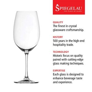 Spiegelau Salute Bordeaux Wine Glasses - (Clear Crystal, Set of 4 Red Wine Glasses)