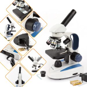 AmScope 40X-1000X Biology Science Metal Glass Student Microscope with 3MP Digital Camera