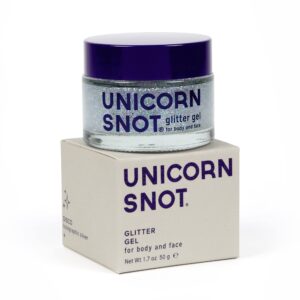 unicorn snot face & body glitter - cosmetic-grade holographic glitter gel - glitter makeup for festivals, raves, anime cosplay - safe for face, easy application & removal, 1.7oz silver glitter (disco)