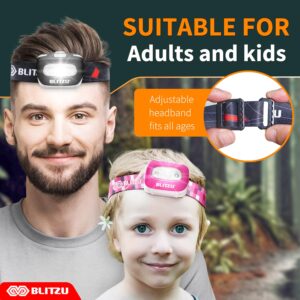 BLITZU Led Headlamps for Camper, Kids, Family, Adults. Headlights, Headband Flashlights, Led Head Lights, Head Lamp, Camping Essentials Gear Clearance, Purple