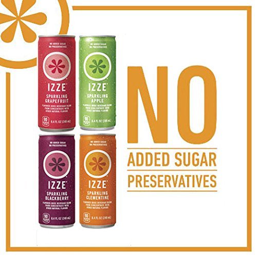 IZZE Sparkling Juice, 4 Flavor, Variety Pack, 8.4 Fl Oz Can (Pack of 24) Blackberry, Clementine, Apple, Grapefruit