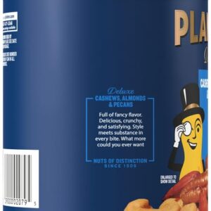 PLANTERS Deluxe Cashews, Almonds & Pecans, Party Snacks, Plant-Based Protein, 15.25 Oz Canister