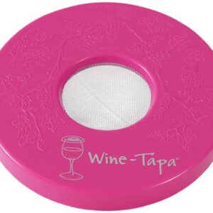 Wine Tapa Wine Glass Cover: Keep Bugs Out, Washable, Plastic, Outdoor, Drink Lid Marker for Glasses, Cans, Cups, Stemless Drinkware (Hot Pink)