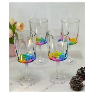 acrylic rainbow diamond wine glass 15 oz. set of 4