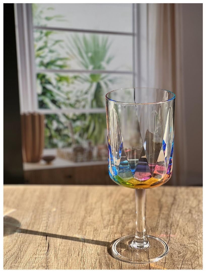 Acrylic Rainbow Diamond wine glass 15 oz. Set of 4