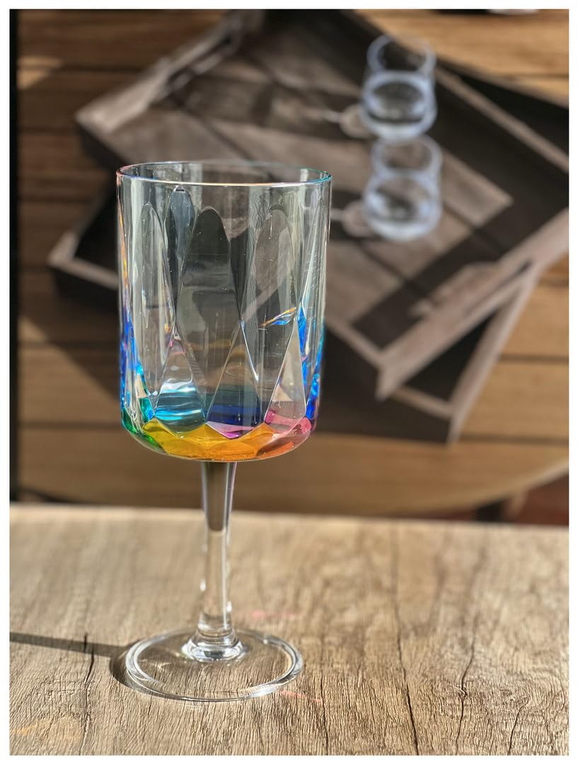 Acrylic Rainbow Diamond wine glass 15 oz. Set of 4