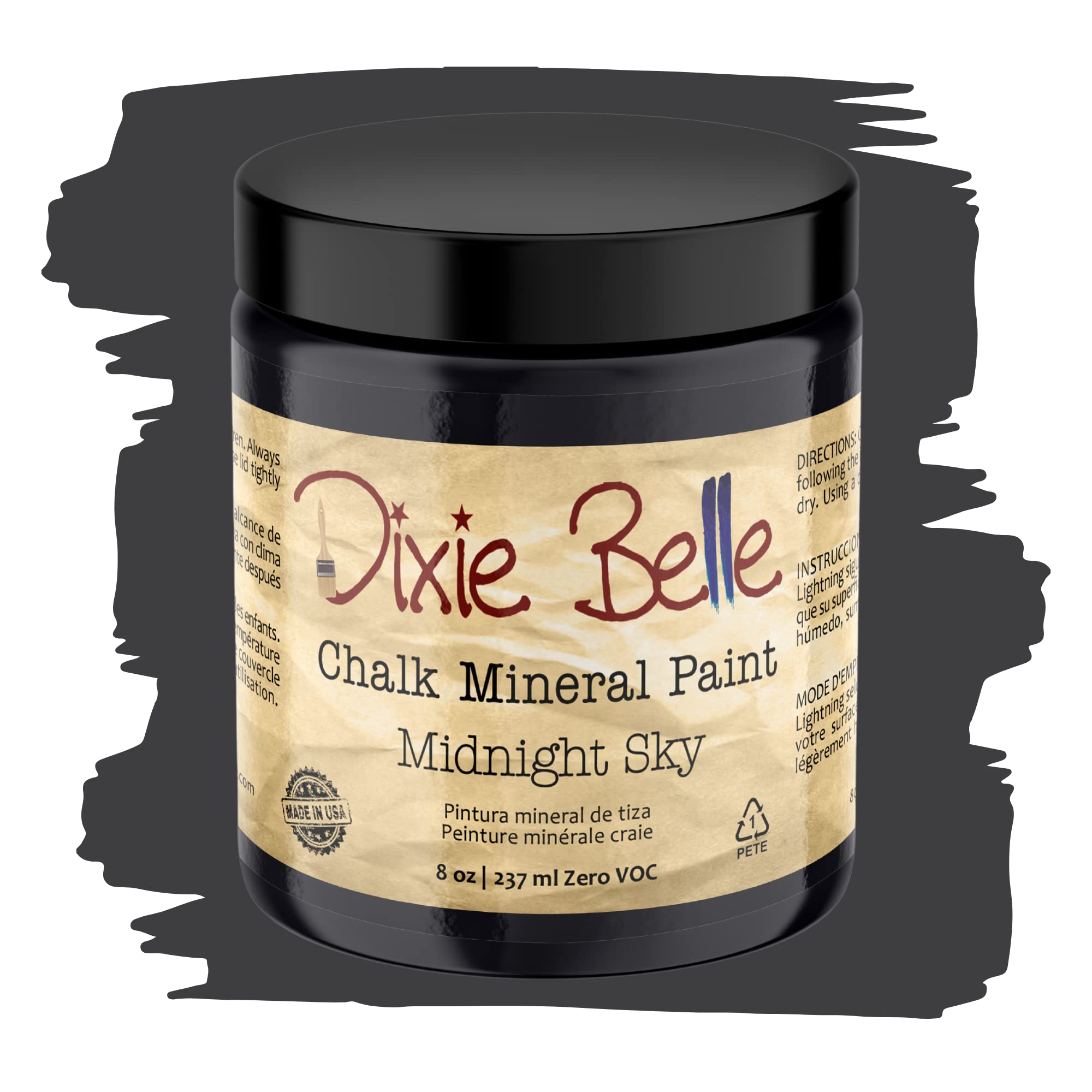 Dixie Belle Paint Company Chalk Finish Furniture Paint | Midnight Sky (8oz) | Matte Blue Black Chic Chalk Mineral Paint | DIY Furniture Paint | Made in the USA