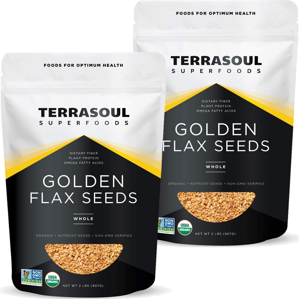 Terrasoul Superfoods Organic Golden Flax Seeds, 4 Lbs (2 Pack) - Fiber | Protein | Omega Fats…