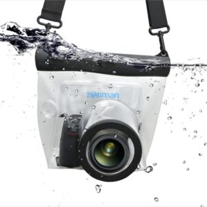 Zonman DSLR Camera Univeral Waterproof Underwater Housing Case Pouch Bag for Canon Nikon Sony Pentax Brand Digital SLR Cameras (Transparent)