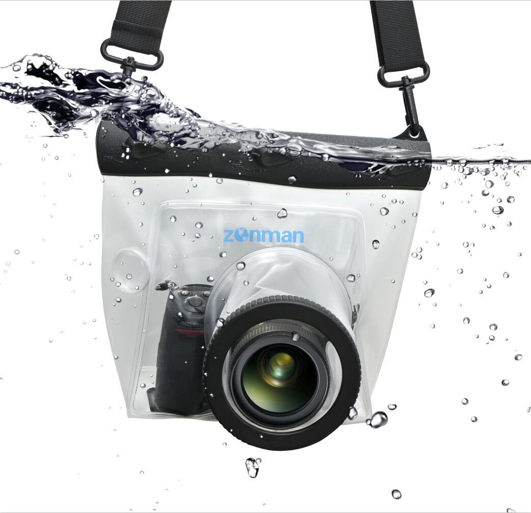 Zonman DSLR Camera Univeral Waterproof Underwater Housing Case Pouch Bag for Canon Nikon Sony Pentax Brand Digital SLR Cameras (Transparent)