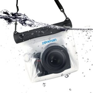 Zonman DSLR Camera Univeral Waterproof Underwater Housing Case Pouch Bag for Canon Nikon Sony Pentax Brand Digital SLR Cameras (Transparent)