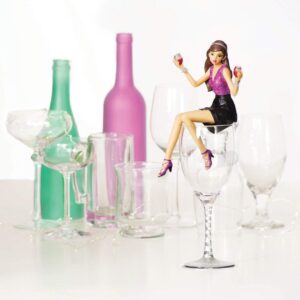 H2Z tableware Hiccup Wine Flies Girl in Glass, 12-3/4", Multicolor