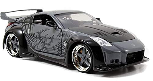 D.K.'s Nissan 350Z Black "Fast n Furious" Movie 1/24 by Jada 97172 Full Body Grey Design and Black Hood