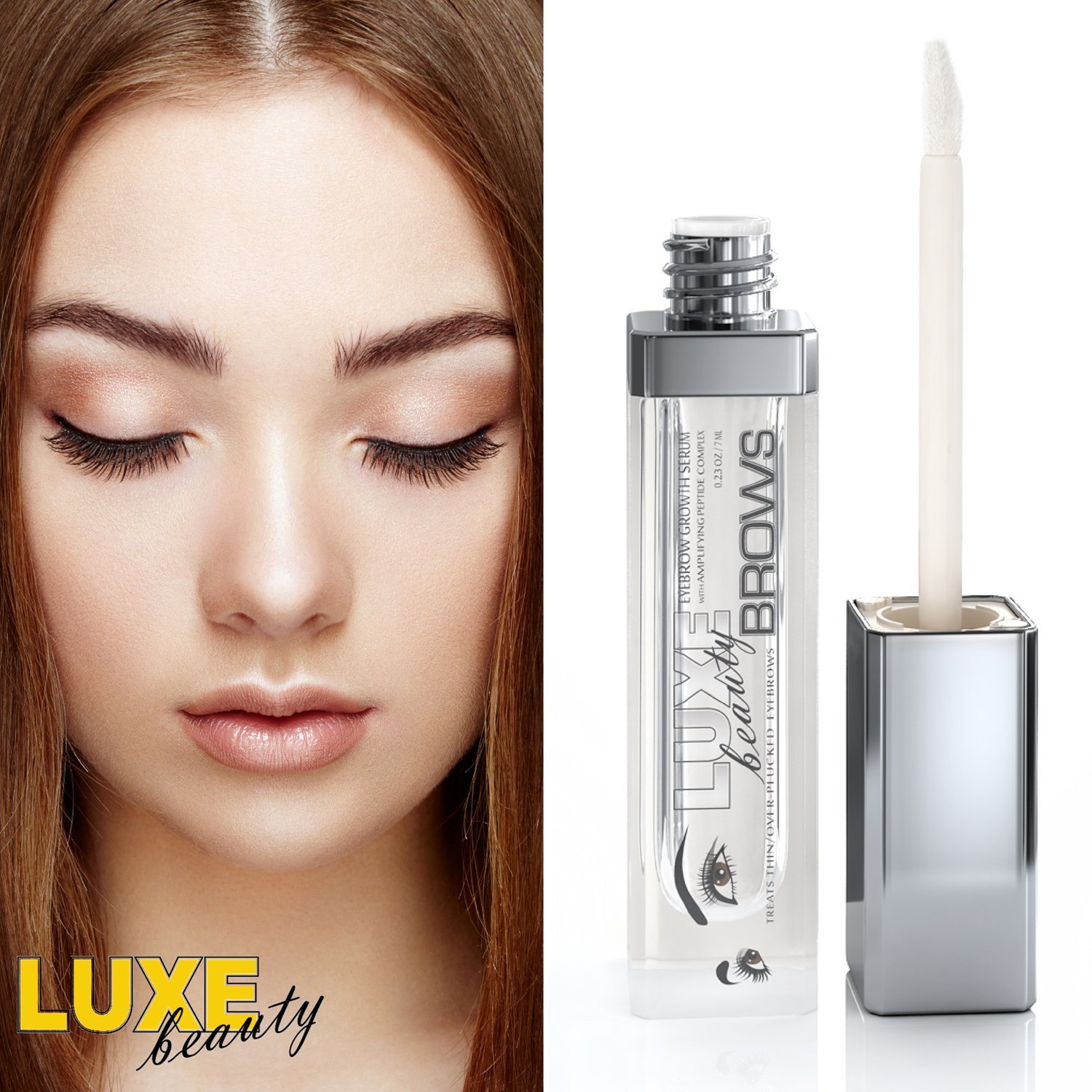 Luxe Beauty Brows Eyebrow Growth Serum For Men and Women Treats Thin / Over-Plucked Eyebrows With Amplifying Peptide Complex 0.23 Oz/ 7 Ml