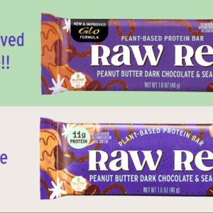 Peanut Butter Dark Chocolate & Sea Salt "New and Improved Glo" Vegan Protein Bars, 12g of Plant-Based Protein with Only 3g of Sugar, Pack of 12