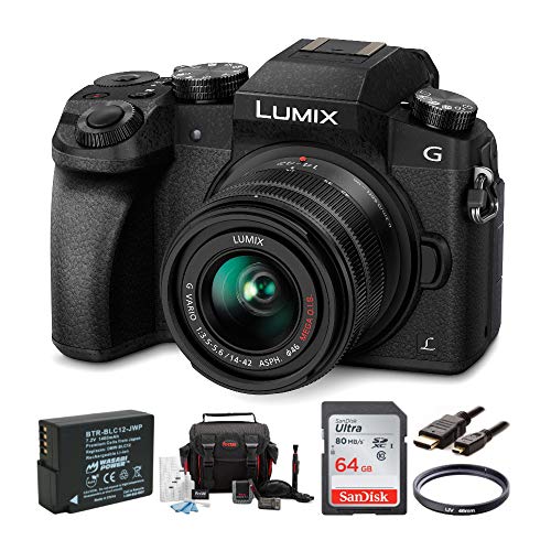 Panasonic LUMIX G7 Camera with 14-42mm Lens + 64GB SDHC + Accessory Bag Bundle (6-Items)