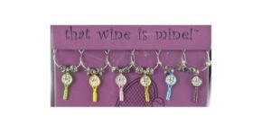 tennis racquet racket wine charms - set of 6