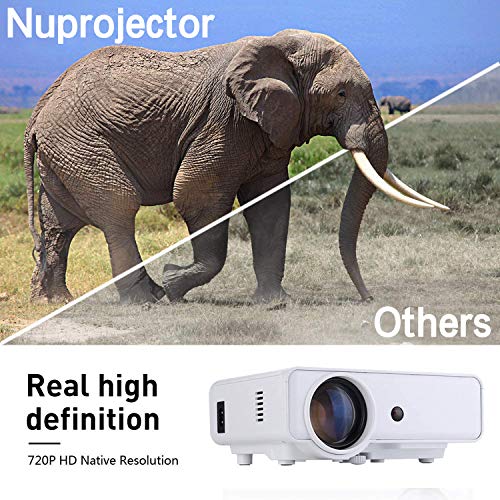 Nuprojector Home Theater Projector Portable - Full HD HDMI VGA LED Supports 1080p, Native 720p 35-100" Projection Size w. Speaker, (2022 Version) (Silver)